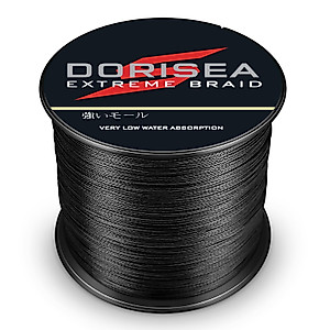 Dorisea Extreme Braid 100% Pe Black Braided Fishing Line 109Yards-2187Yards 6-550Lb Test Fishing Wire Fishing String Incredible Superline Zero Stretch (100m/109Yards 6lb/0.10mm)