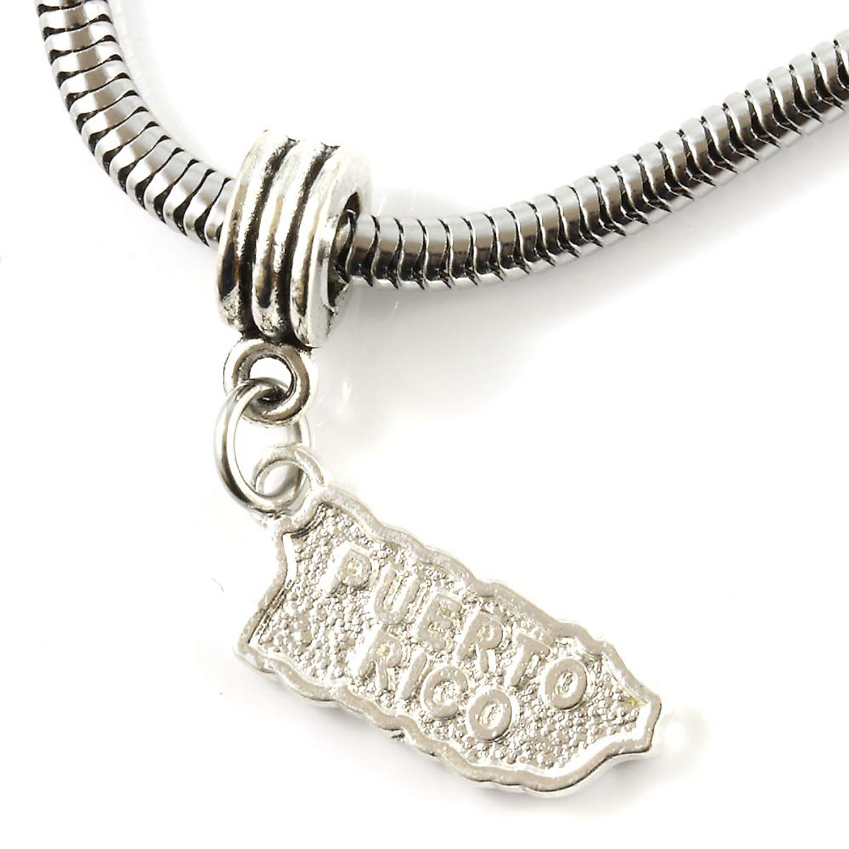 Puerto Rican Jewelry | This Puerto Rican Merchandise or Puerto Rico Bracelet is Stainless Steel Snake Chain Bracelet makes Great Puerto Rico Gifts and the Country Charm is the Pride of Puerto Rico