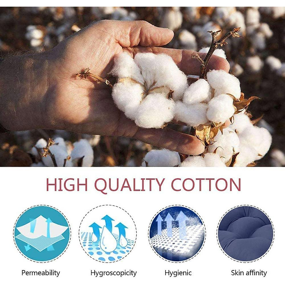 AALLYN Wicker Seat Cushions Round Back 19"x19" Seasonal Replacement Cushions, Outdoor Waterproof Chair Cushions, Patio Furniture Cushions(Color:Navyblue)