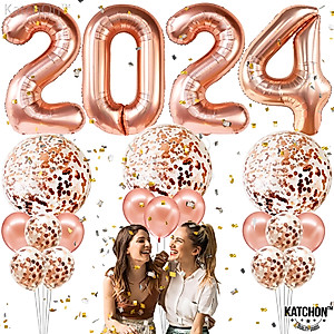 KatchOn, 2024 Gold Balloons Set - Huge 40 Inch, Pack of 25 | 2024 Balloons Graduation, Graduation Decorations Class of 2024 | Rose Gold Class of 2024 Balloons, Rose Gold Graduation Decorations 2024