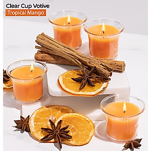 HYOOLA Clear Cup Scented Votive Candles - Winter Orange - 12 Hour Burn Time - 4 Pack - European Made