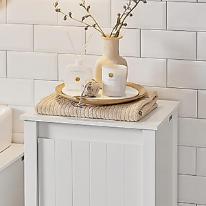 Haotian Laundry Cabinet Laundry Chest Bathroom Cabinet Storage Cabinet with Laundry Basket, White BZR100-W