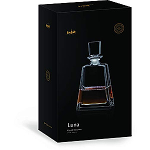 Luna Whiskey Decanter – 23 oz Crystal Modern Decanter – Small Liquor Decanter with Stopper – Booze Decanter for Whiskey, Bourbon, Brandy, Liquor, and Rum – Scotch Bar Container