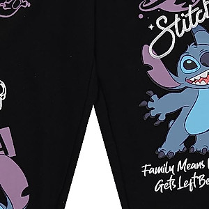 Disney Ladies Lilo and Stitch Joggers - Lilo and Stitch Varsity Athletic Jogger Sweatpants Lilo and Stitch Multi Print Sweatpants (Black, Large)