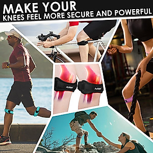 Achiou 2 Pack Patella Knee Strap, Pain Relief Patellar Tendon Support Strap, Knee Band Brace with Patella Stabilizer for Osgood Schlatter, Squats, Runner, Jumper, Tendonitis, Hiking