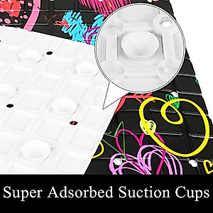 Bath Tub Shower Mat - Anti-Slip PVC Material 15.1x26.8 in, Gentle Cushioning Quick Drying Suction Cups Reliable Solution - Hand Drawn Simple Hearts Non-Slip Floor Mat