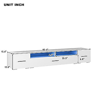 BAMACAR LED TV Stand for 90 Inch TV, LED Entertainment Center for 85 80 75 Inch TV Stand White, 70 80 85 90 Inch TV Stand with LED Lights, Modern TV Stand with Storage, Large TV Stand for Living Room