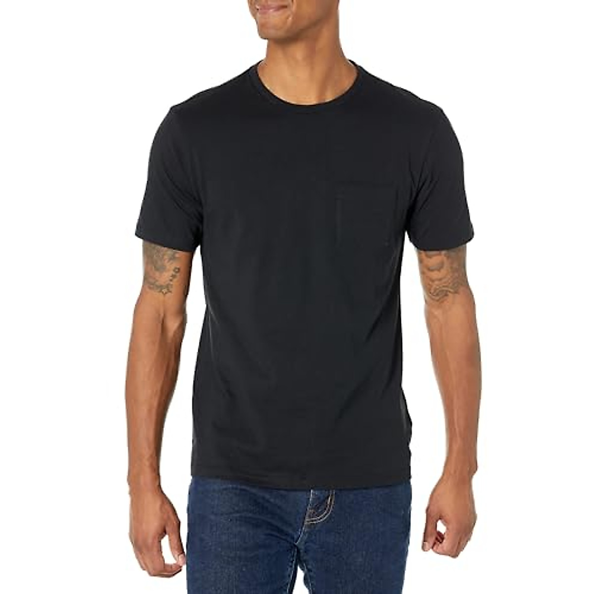 Amazon Essentials Men's Slim-Fit Short-Sleeve Crewneck T-Shirt, Pack of 2, Washed Black, Large