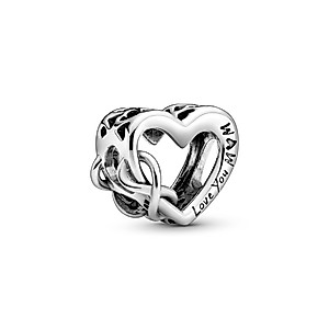 Pandora Love You Mom Infinity Heart Charm - Compatible Moments Bracelets - Jewelry for Women - Gift for Women in Your Life - Made with Sterling Silver