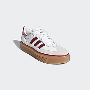 adidas Originals Women's Sleek Super 72 Leather Casual Fashion Sneakers, Cloud White/Grey One/Collegiate Burgundy, 11