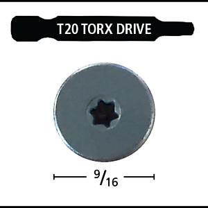 FastCap PowerHead Wood Screws with Oversized Flat Head - Self-Tapping Point - 1.25-Inch, T20 Torx Drive, Zinc Finish, 200-Pack - 99974