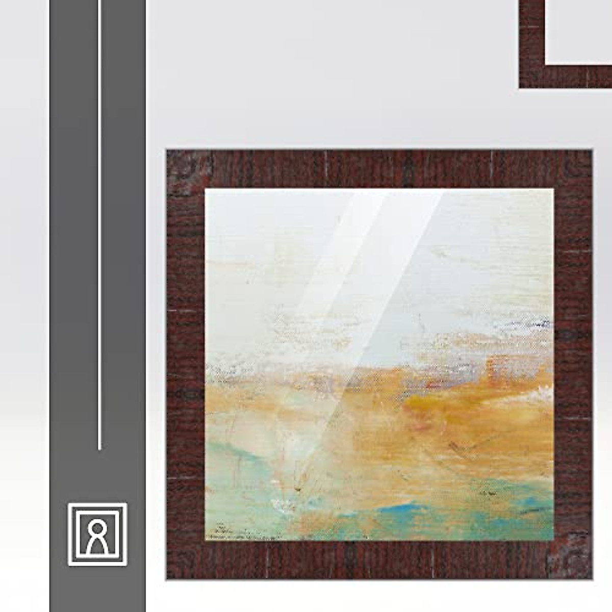 10x10 Brown Mahogany Veneer Real Wood Picture Frame Width 1.5 Inches | Interior Frame Depth 1 Inches | Gibson Mid Century Photo Frame Complete with UV Acrylic, Foam Board Backing & Hanging Hardware