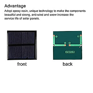 MECCANIXITY Mini Solar Panel Cell 2V 150mA 0.3W 60mm x 60mm for DIY Electric Power Project Pack of 5