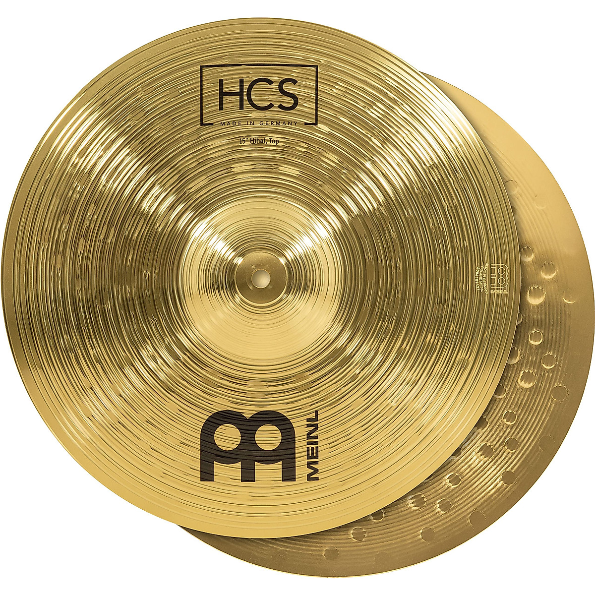 Meinl Cymbals HCS 15” Hihats (Hi Hat) Cymbals for Drum Set, Pair— Made in Germany — Traditional Medium Brass, 2-Year Warranty (HCS15H)