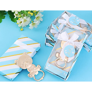 24 Pack Bear Bottle Opener Baby Shower Favors for Guest, Metal Beer Bottle Opener for Baby Shower Souvenirs/Decor/Gift Supplies,Baby Shower Party Favor (Blue, 24)