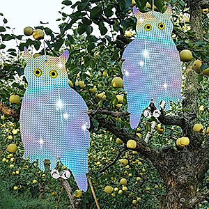 Bird Scare Device, Hanging Reflector Board to Scare Bird Away, Reflective Owl Scarecrow Keep Bird Away from Garden, Patio, Windows, Balcony, Orchard