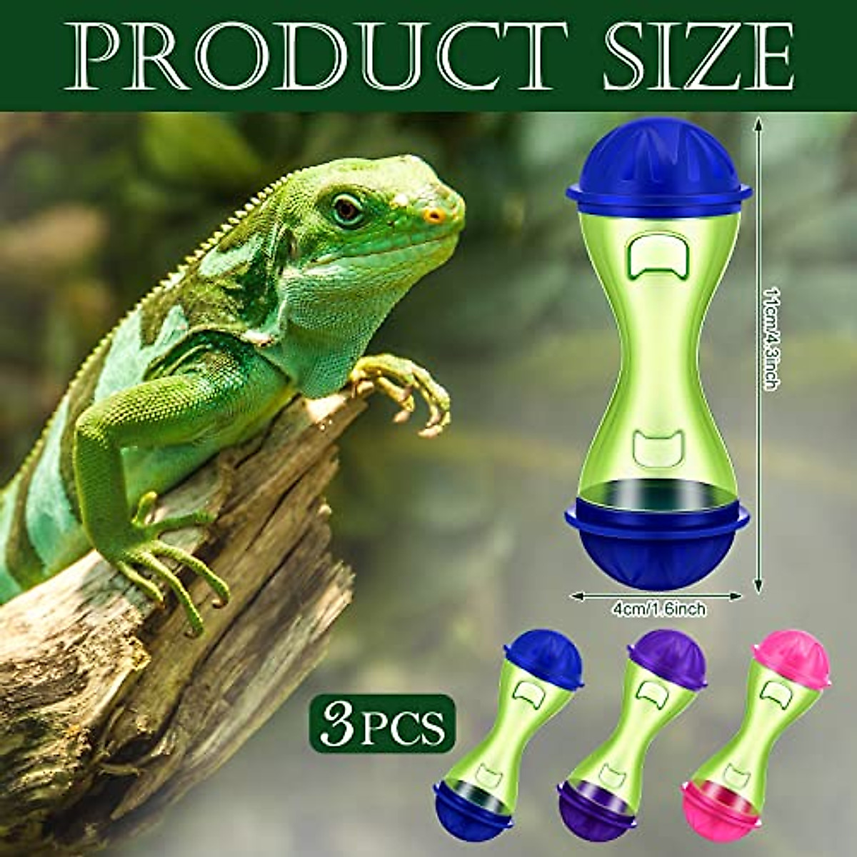 Kathfly 3 Pcs Bearded Dragon Toys Reptile Enrichment Toy Bearded Dragon Tank Accessories Reptile Food Toys Ball Interactive Toys for Lizard Reptile Tank Decor Gecko Small Animals Habitat Terrarium