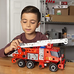 Meccano-Erector Junior - Rescue Fire Truck with Lights and Sounds Model Building Kit