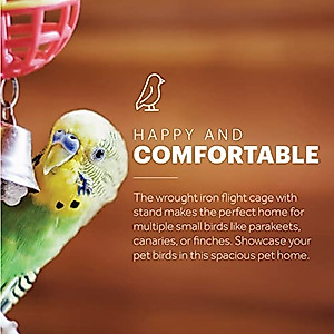 Prevue Pet Products Wrought Iron Flight Cage with Stand, Large Birdcage for Pets, Metal Cage Standing Birdcage, Chalk White