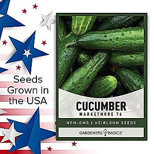 Cucumber Seeds for Planting - Marketmore 76 - Cucumis sativus Heirloom, Non-GMO Vegetable Variety- 1 Gram Seeds Great for Outdoor Gardening by Gardeners Basics