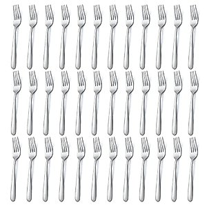 36 Pieces Dinner Forks Set (8 inch), Pleafind Forks Silverware, Stainless Steel Forks, Silverware Forks, Mirror Polished Fork Set, Small Forks for Home, Kitchen, Restaurant, Dishwasher Safe