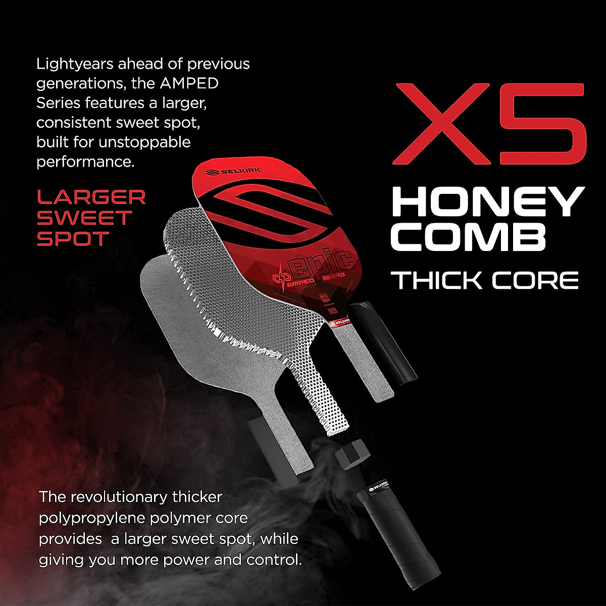 Selkirk Amped Pickleball Paddle | Fiberglass Pickleball Paddle with a Polypropylene X5 Core | Pickleball Rackets Made in The USA | 2021 S2 Lightweight Sapphire Blue |