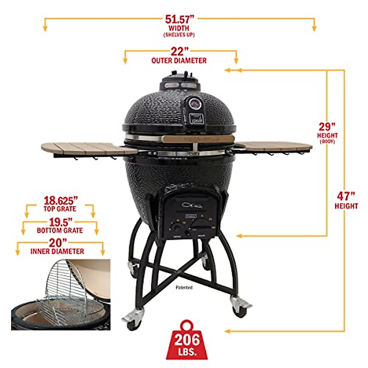 VISION Grills Ceramic Kamado (Large, Black Bundle)