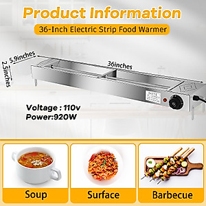 VIHOSE 36 Inches Food Strip Heater Electric Restaurant Food Heat Lamp 920w, 110v Temperature Adjustable Strip Warmer Food Heat Light for Food Warming Service Buffet Catering Commercial Kitchen