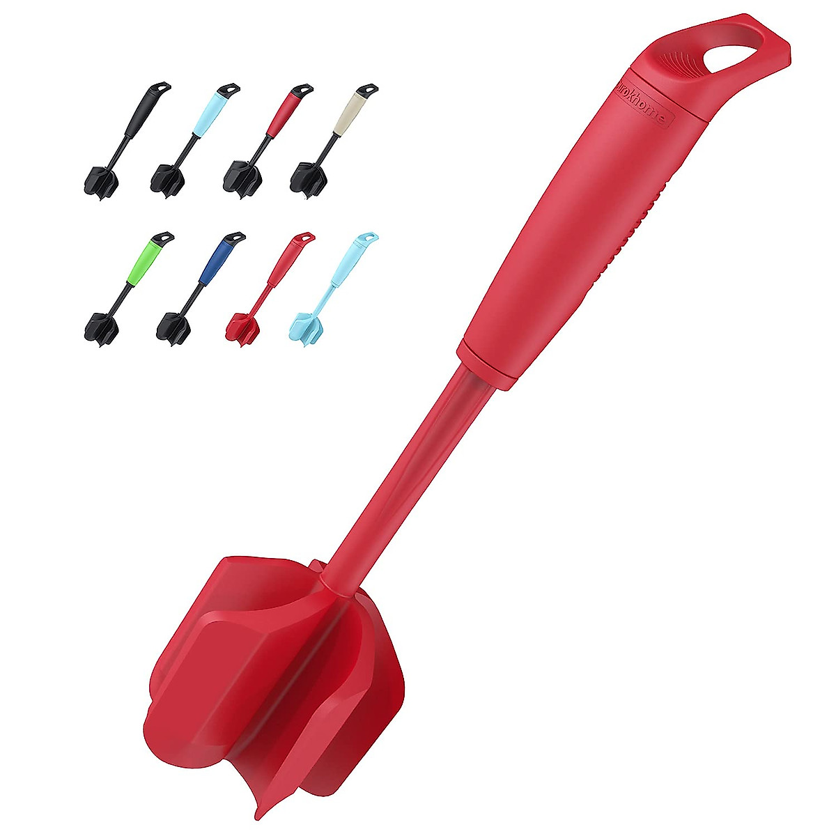 Ourokhome Upgrade Meat Chopper and Potato Masher, Heat Resistant Ground Meat Smasher for Hamburger, 5 Curved Blades Ground Beef Smasher, Nylon Non Stick Mixer, Stirrer and Kitchen Gadgets, Red