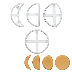 Set of 4 Moon Cycle cookie cutters (Designs: Crescent Moon, Quarter Moon, Gibbous Moon, & Full Moon), 4 pieces - Bakerlogy