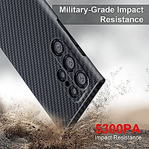 Carbon Fiber Samsung Galaxy S23 Ultra 6.8" Case, Slim Aramid, Lightweight, Anti-Scratch, Wireless Charging Support-Black