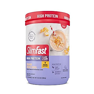 SlimFast Advanced Immunity High Protein Meal Replacement Smoothie Mix, Orange Cream Swirl, Weight Loss Powder, 13.5 Oz