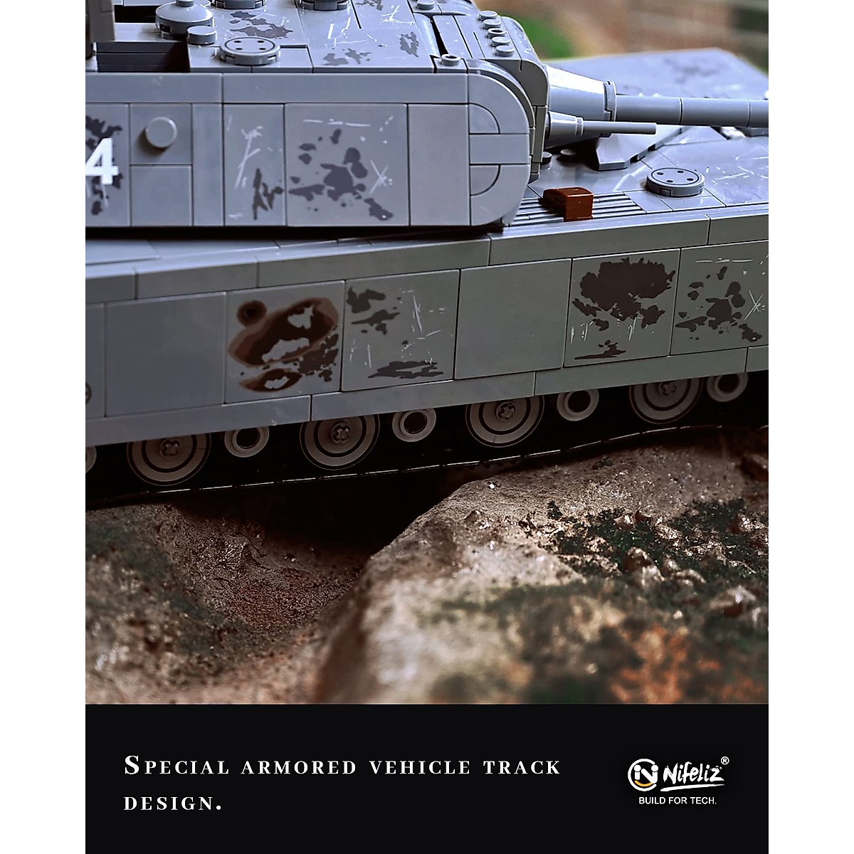 Nifeliz WW2 Military Panzer VIII Maus MOC Building Blocks and Engineering Toy, Adult Collectible Model Tanks Kits to Build, Boy Toys for Christmas and Birthday Gifts, New 2023 (2300 Pieces)