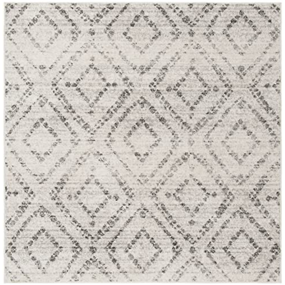 SAFAVIEH Adirondack Collection Area Rug - 6' Square, Light Grey & Grey, Modern Diamond Distressed Design, Non-Shedding & Easy Care, Ideal for High Traffic Areas in Living Room, Bedroom (ADR131C)
