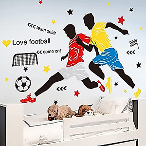 KeLay Fs 3D Soccer Football Player Wall Decals Stickers, Football Soccer Wall Stickers Decors for Boys Room Bedroom Decor (3D Soccer Players)
