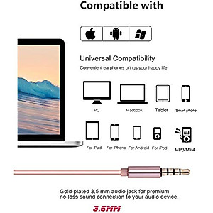 Earbuds Wired with Microphone Headphones Ear Buds,2 Pack Metal Earphones Mic with Volume Control Bass Noise Isolating(Rose Black)