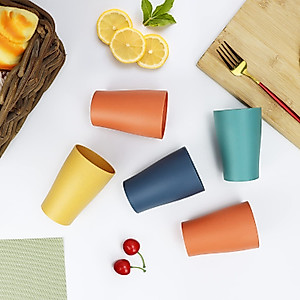 Homienly Wheat Straw Cups Plastic Cups Set of 8 Unbreakable Drinking Cup Kids Cups Reusable Dishwasher Safe Water Glasses Small Cups for Kitchen (8 OZ Kids Size)