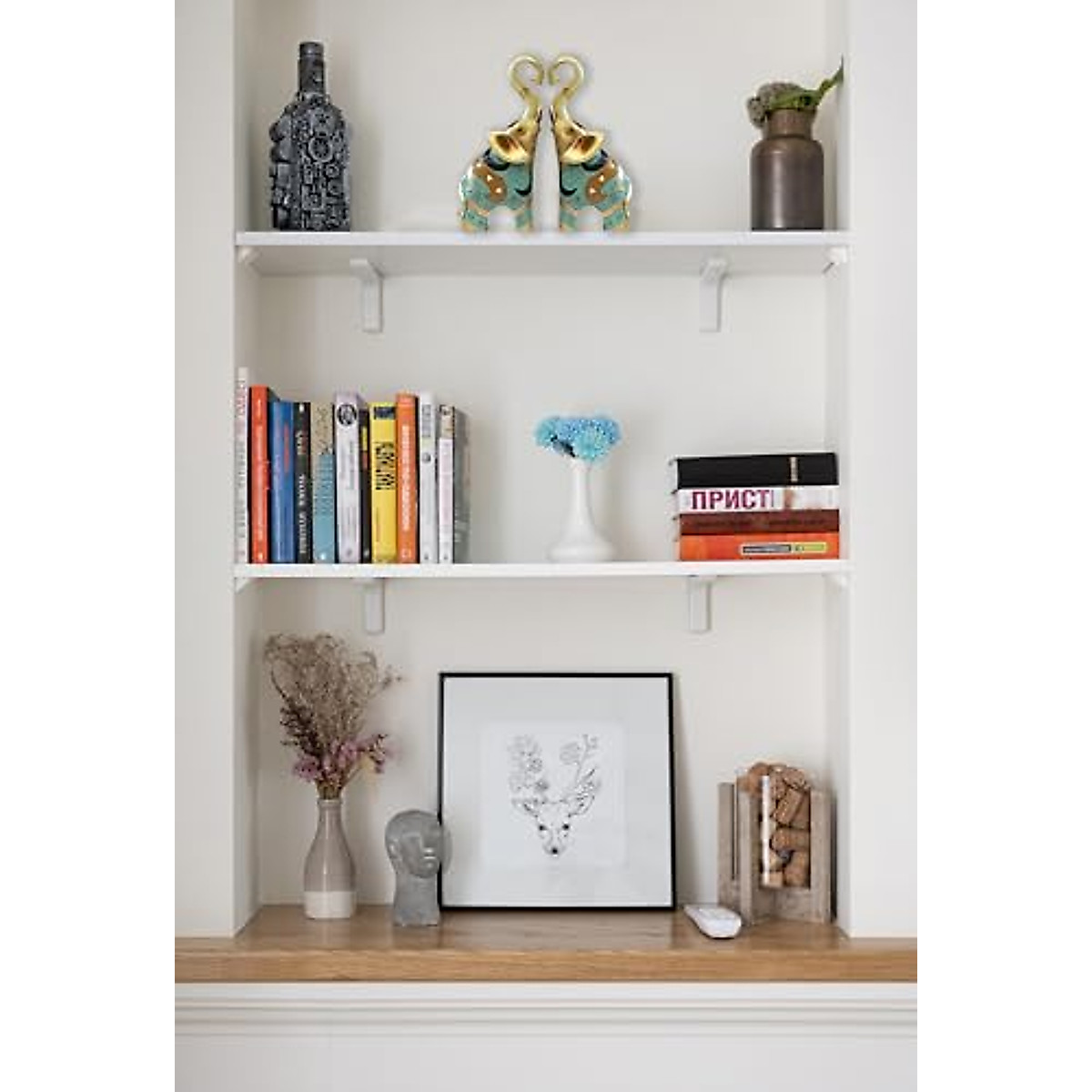 sugutee Good Luck Elephant Decor for Home, Large Gold Elephant Statue for Home Decor, Small Elephant Figurines and Statues (2 Pcs Medium)