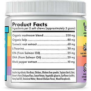 Mushroom Complex Treats for Dogs with Reishi, Shiitake, and Turkey Tail Mushrooms for Cognition and Immune Boosting Supports Digestive Health and Reduces Inflammation DHA EPA Turmeric Kelp (120pcs)