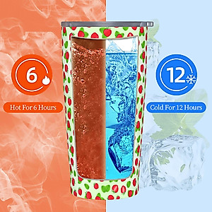 Yaxongx 20oz Tumbler Luscious Strawberry Double Wall Vacuum Insulated Coffee Mug with Lid and Metal Straw Brush Reusable Stainless Steel Water Bottle Travel Cup Gifts for Car Ice Drinks Hot Beverage