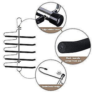 CINKSY Space Saving Pants Skirt Hanger 5 in 1 Pants Jeans Hangers with Non-Slip Foam Padded Metal Skirt Hanger with Adjustable Clips