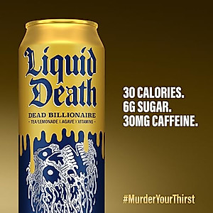 Liquid Death Iced Black Tea/Lemonade, Dead Billionaire (aka Armless Palmer) 19.2oz King Size Cans (8-Pack)