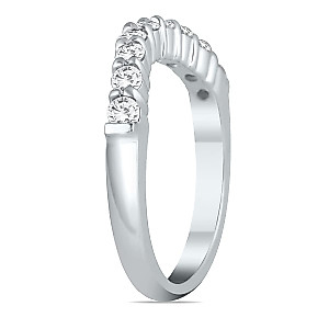 SZUL AGS Certified 1/2 Carat TW Diamond Curve Wedding Band in 10K White Gold