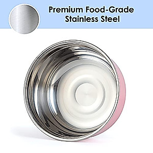 Lille Home Premium Stainless Steel Food Containers/Bento Lunch Box With Anti-Slip Exterior, Set of 3, 420ML, 730ML,1.2L, Leakproof, BPA Free, Portion Control (Pink)