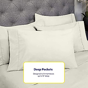 Queen Sheets Ivory - 6 Piece 1500 Supreme Collection Fine Brushed Microfiber Deep Pocket Queen Sheet Set Bedding - 2 Extra Pillow Cases, Great Value, Queen, Ivory