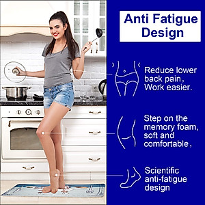 AGELMAT Kitchen Mat,[2PCS] Memory Foam Anti Fatigue Floor Mat Waterproof Standing Kitchen Rugs and Mats for Office, No-Slip Ergonomic Carpet for Sink Garage Laundry