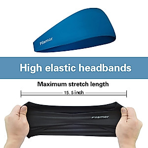 Pilamor Mens SweatBands(5pack), Headbands for Men and Women, Mens Headband for Running, Football, Yoga, Basketball,Thin and Absorbent Headbands (Black,Blue,Green,Gray,Darkgray)