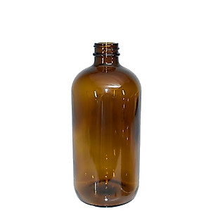 (12 Pack) GBO 16 oz. Amber Boston Round Glass with Black Poly Cone Cap