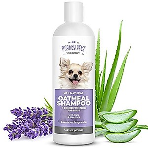Mighty Petz 2-in-1 Oatmeal Dog Shampoo and Conditioner – Dog Shampoo Sensitive Skin for Dog's Itchy Dry Skin with Soothing Aloe Vera + Baking Soda + pH Balanced. Get Smelly Dogs Coat Fresh, 16 oz