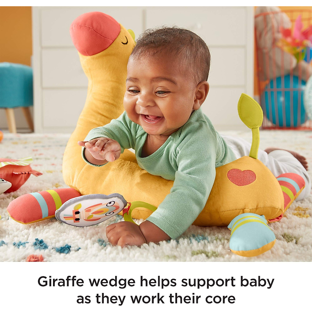 Fisher-Price Go Wild Gym & Giraffe Wedge, infant activity gym with large playmat, musical -toy and tummy time support wedge for babies [Amazon Exclusive]